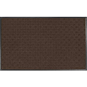 Amazon Basics Molded Carpet & Rubber Commercial Scraper Entrance Mat Parquet Pattern, Brown, 2 x 3