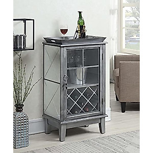 Convenience Concepts Gold Coast Serving Bar, Antique Silver / Mirror