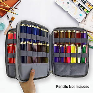 YOUSHARES 192 Slots Colored Pencil Case, Large Capacity Pencil Holder Pen Organizer Bag with Zipper for Prismacolor Watercolor Coloring Pencils, Gel Pens & Markers for Student & Artist (Black)