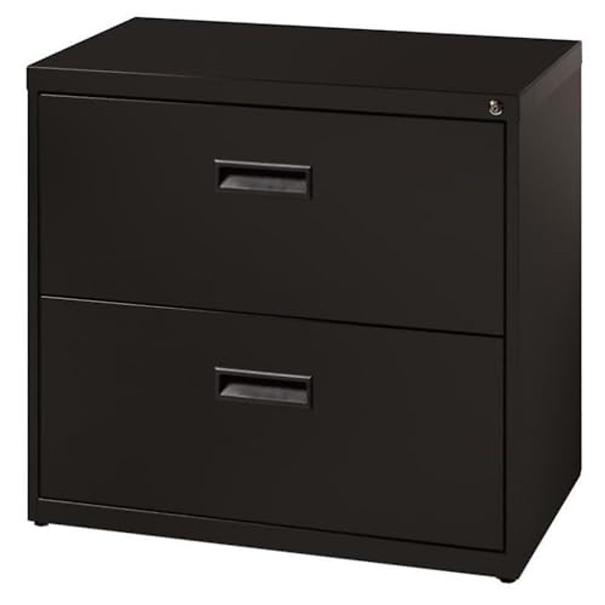 Hirsh 30" W Metal 2 Drawer Lateral File Cabinet Set Black with Front/Back Rails, Fully Assembled
