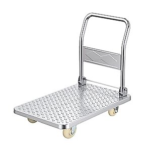 Hand Trucks Heavy Duty with Folding Handle, Push carts on Wheels,Foldable Handyman, 360 Degree Swivel Wheels, Foldable & with Platform, Non-Slip Layer (Color : A, Size : 71 * 47 * 83cm)