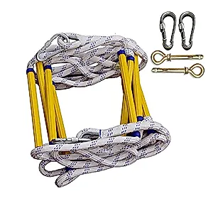 Home Rope Ladder,Emergency Ladders Emergency Fire Escape Ladder Nylon Escape Ladders Safety Ladder Home with Hooks/6M