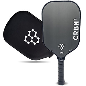 CRBN1 Pickleball Paddle - USAPA Approved Carbon Fiber Pickleball Paddle with Included Paddle Cover(White Logo, 14mm Thick)