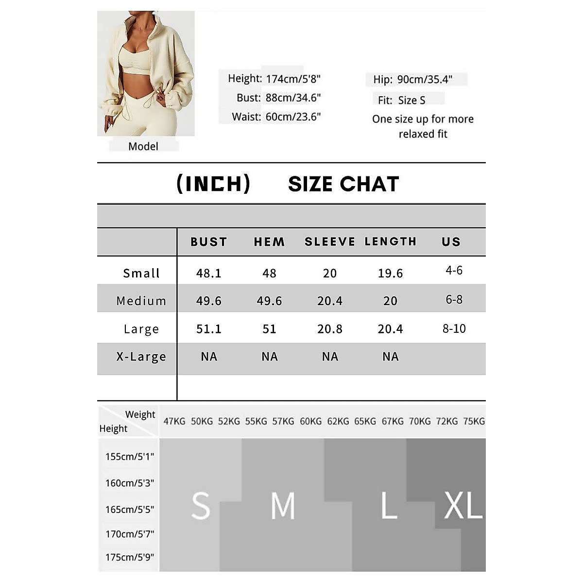 QINSEN Women's Polar Fleece Bomber Jacket Full Zip Stand Collar Short Coat Cozy Winter Warm Outwear Beige M