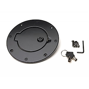 Rampage Locking Fuel Door Cover | Billet Style, Aluminum, Black | 85006 | Fits 1997 - 2006 Jeep Wrangler TJ