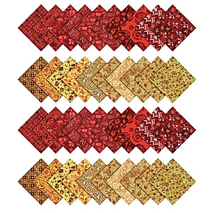 Soimoi 40Pcs Batik Print Cotton Precut Fabrics for Quilting Craft Strips 2.5x42inches Jelly Roll - Red