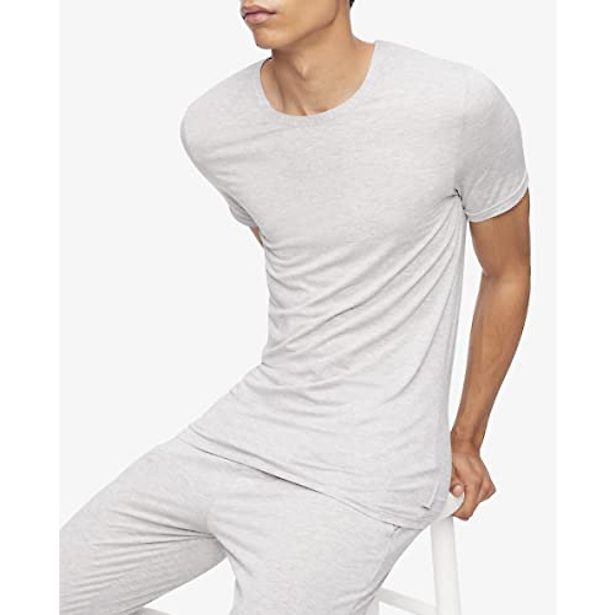Calvin Klein Men's Ultra-Soft Modern Modal Lounge Crewneck T-Shirt, Grey Heather, Extra Large