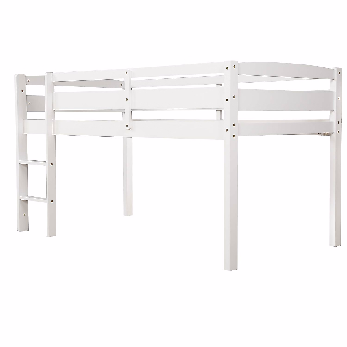 CITYLIGHT Twin Low Loft Bed, Junior White Wood Loft Bed with Ladder, MDF & Pine Frame, 200LBS Capacity, No Box Spring Needed