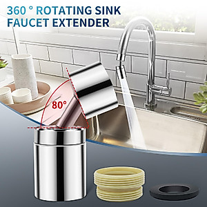 Brass Swivel Faucet Aerator 360° Twist Sink Aerator 55/64'' Female Thread, Kitchen Dual-function Sink Sprayer Attachment, Chrome