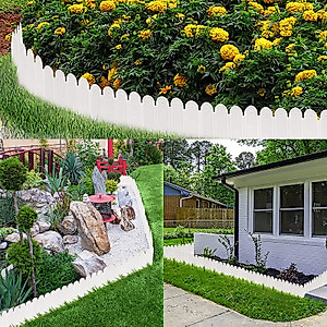 TUEHUTDE Garden Edging Border, 10PCS Landscape Edging, Plastic Lawn Garden Fence Edging, Decorative Garden Border Edging for DIY Outdoor Patio Yard(White)