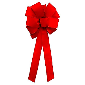 12-Pack Christmas Bows 10" x 26" Handmade with 2.5" Red Velvet Red Wired Edge Ribbon Indoor Outdoor Handmade Wreath Bows | The Handmade Bow