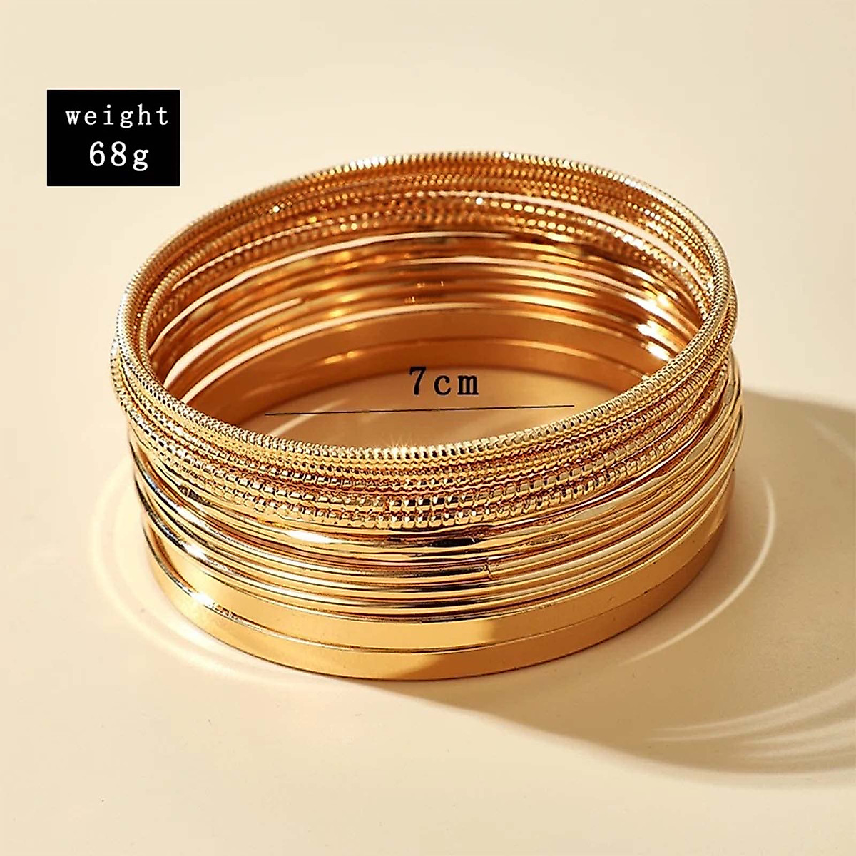Sttiafay 14Pcs Gold Bangle Bracelet Set Indian Stackable Glossy Bracelets Multipack Wrap Bangles Costume Jewelry for Women