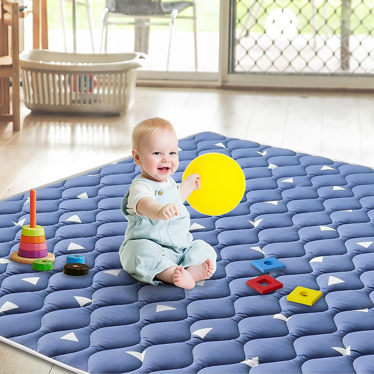 Premium Baby Play Mat 79" X 63", Thicken Foam One-Piece Crawling Mat, Extra Large Non-Slip Cushioned Activity Playmats for Babies, Toddlers, Infants, Play & Tummy Time