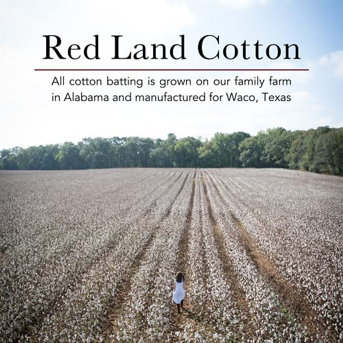 Red Land Cotton Classic Luxury Quilt | American Grown 100% Cotton Batting | Lightweight All Season USA Made Vintage Style Bedspread | Durable Oversized and Machine Washable | Soft King/Cal King White