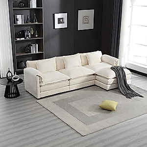 Oversized Modular Sectional Sofa Extra Large L Shaped Sleeper Corner Couch with Reversible Chaise & Thicked Cushions,5 Seat Chenille Upholstered Cloud Sofa&Couches for Living Room Apartment Office