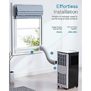 FIOGOHUMI 12000BTU Portable Air Conditioner - Portable AC Unit with Built-in Dehumidifier Fan Mode for Room up to 350 sq.ft. A030BDJ (no battery)