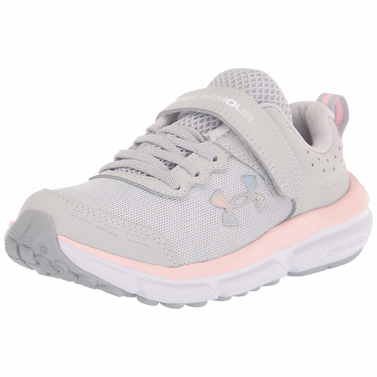 Under Armour Girls' Pre School Assert 10 Alternate Closure, (100) Halo Gray/Pink Sugar/Iridescent, 3, US