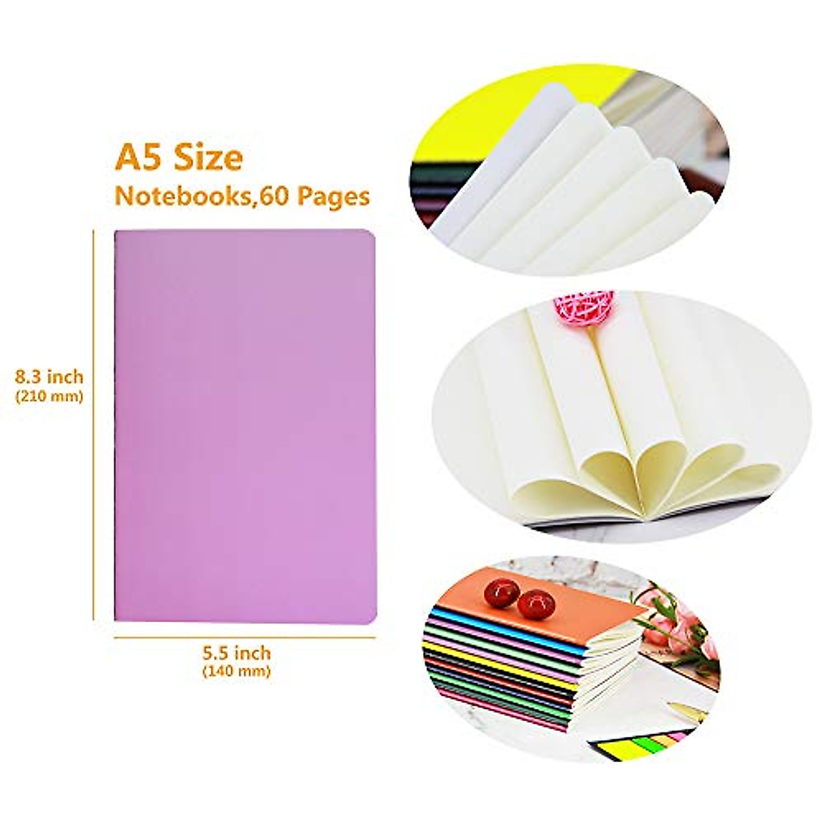 Zegrox A5 Colorful Blank Sketchbook Unruled Journal Pack Planner with Unlined Paper,Thick Blank Journal -60 Pages, 12 Pack (Blank)