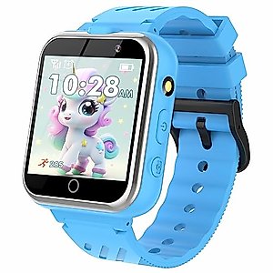 Kids Smart Watches,Gifts for Age 3-12 Boys Girls Dual Camera Touchscreen,Unicorn Digital Smart Watch for Kids with 24 Games, Pedometers，Music, Calculator,Learning Toys Birthday Gifts for Kids Blue