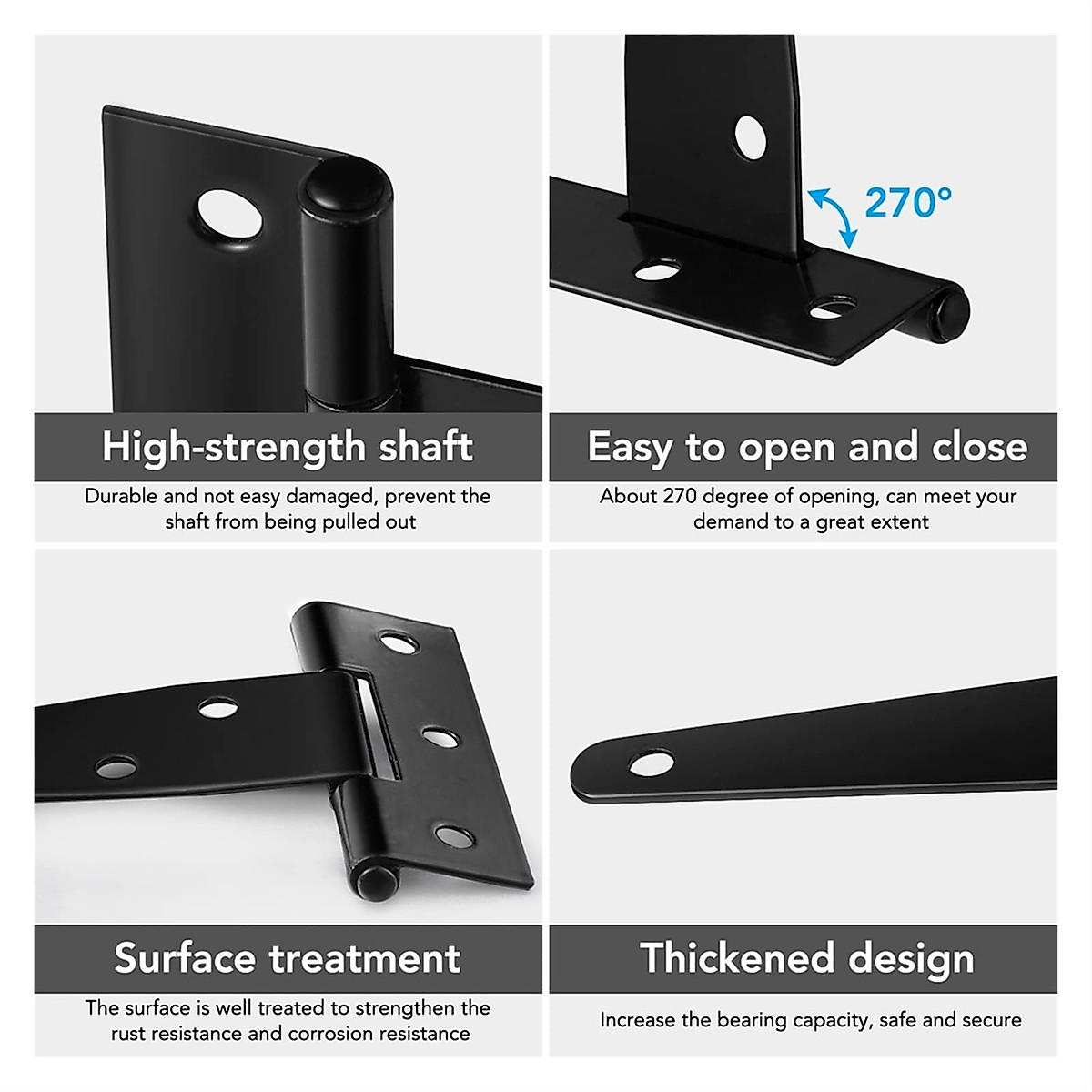 6pcsT Hinges, Gates, Black Hinges, Heavy Duty Hinges for Wooden Fences, Sheds, Wooden Boxes, Garden Gates, Log Cabins Cerniera