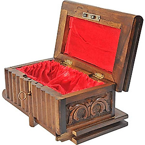 Tubibu Walnut Treasure Within Puzzle Secret Magic Box Hand Made Unique Jewelry Box with Hidden Key 10"x6"x5" (25cmx15cmx12cm)