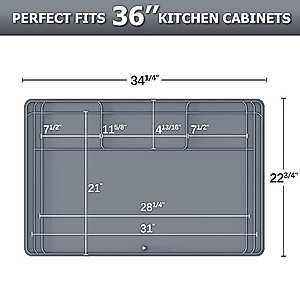 Under Sink Mat for Kitchen Waterproof - 34" x 22" Cuttable Under Sink Liner with Drain Hole - Under the Sink Mats Protector for Kitchen & Bathroom Cabinet - Silicone Under Sink Drip Tray Easy to Clean