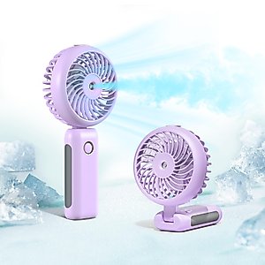 CIVPOWER Misting Fan Portable, Hand Held Fan 90°Adjustable Desk Fan, 4000mAh USB Rechargeable Personal Fan with Water Mist, 5-14 Working Time 3 Speeds Mister Spray Fan (purple)