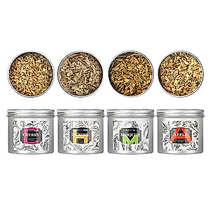 TMKEFFC Smoking Cloche Dome Cover 10 Inches Lid + 4 Pack Natural Wood Chips Set for Smoking Gun Food Drinks Cocktail Smoker