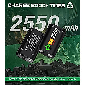 LIFUFUTEE Rechargeable Battery Pack with 2x2550mAh Xbox Battery Packs for Xbox One/X/S/Elite Controller, Xbox Controller Battery Pack with 4 Batteries Cover for Xbox Series X|S