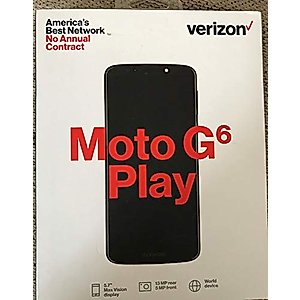 Verizon Prepaid Motorola Moto G6 Play MOTXT19226PP with 16GB Memory 5.7 IPS TouchScreen Fingerprint Android 8.0 Oreo OS Prepaid Cell Phone - Carrier Locked to Verizon Prepaid