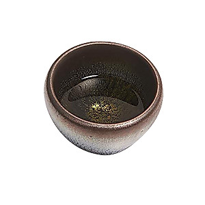 Yan Hou Tang Tang Dynasty Style Tenmoku JianZhan Chinese Teacup Soup Bowl Coffee Mug - 120ml 5.5oz Ping Rabbit Fur Coat Spot EGG Style Clay Ceramic Parijat Handicraft Designer Ceremony