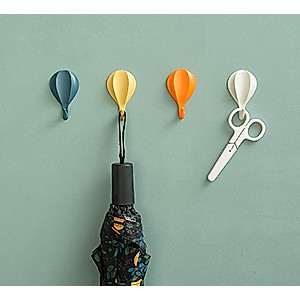 Gullor HW032 Medium Utility Hooks, 16 Hooks, Strong Non-Marking Plastic Punch-Free Waterproof, Colored Hot-air Balloon Shape