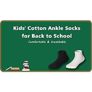 BEAR MUM Kids' Dozen Pack Back to School Low Cut Socks White and Black (10-12 years old, purewhite)