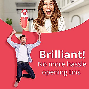 Kitchen Mama Electric Can Opener: Open Your Cans with A Simple Push of Button - Smooth Edge, Food-Safe and Battery Operated Handheld Can Opener(Red)
