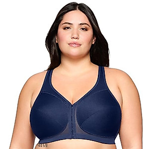 Glamorise Full Figure Plus Size MagicLift Front-Closure Posture Back Bra Wirefree #1265 Blue 40K