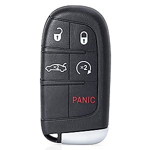 Keymall Smart Car Key Fob Keyless Entry Remote Replacement 5 Buttons for Chrysler 200 300 for Dodge Charger Challenger 2019 2020 2021 4A Chip (M3M-40821302 68155687 AB)