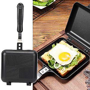Double Sided Grill Pan Frying Pan Grilled Cheese Maker Sandwich Panini Maker Fry Pan Non-Stick Double Grill Pan Aluminum Frying Pan For Breakfast Toast Panini Waffle Barbecue Home Outdoor