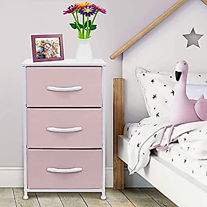 Sorbus Kids Dresser with 8 Drawers and 3 Drawer Nightstand Bundle - Matching Furniture Set - Storage Unit Organizer Chests for Clothing - Bedroom, Kids Rooms, Nursery, & Closet (Pink)