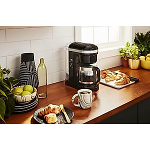 KitchenAid KCM1208OB Drip Spiral Showerhead Coffee Maker, 12 Cup, 7.17"D x 13.4"W x 14.34"H, Onyx Black