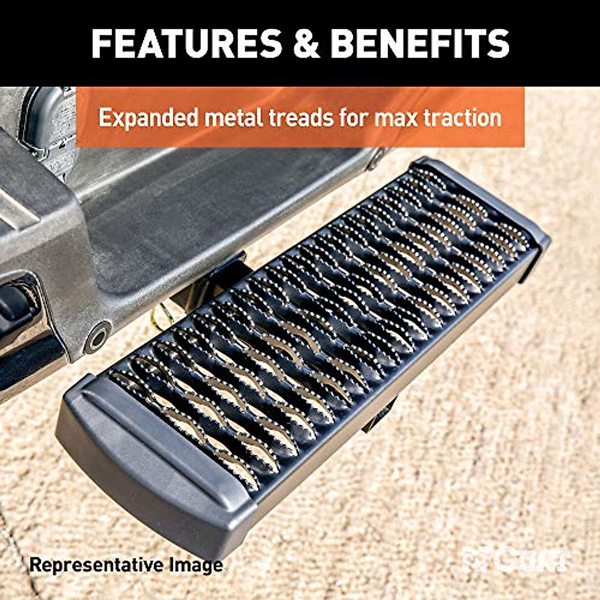 CURT 32002 Grip Step 26-Inch Hitch Step for 2-Inch Receiver, 6-Inch Drop