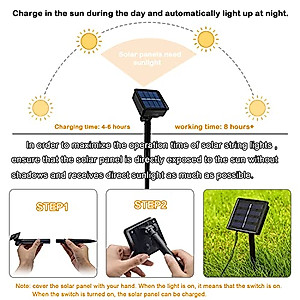 AFSEMOS Solar String Lights Outdoor, 2 Pack 200 LED 66 FT Solar Christmas Lights Outdoor Waterproof, 8 Modes Copper Wire Solar Fairy Lights for Xmas,Patio,Garden,Party Decorations(White Light)