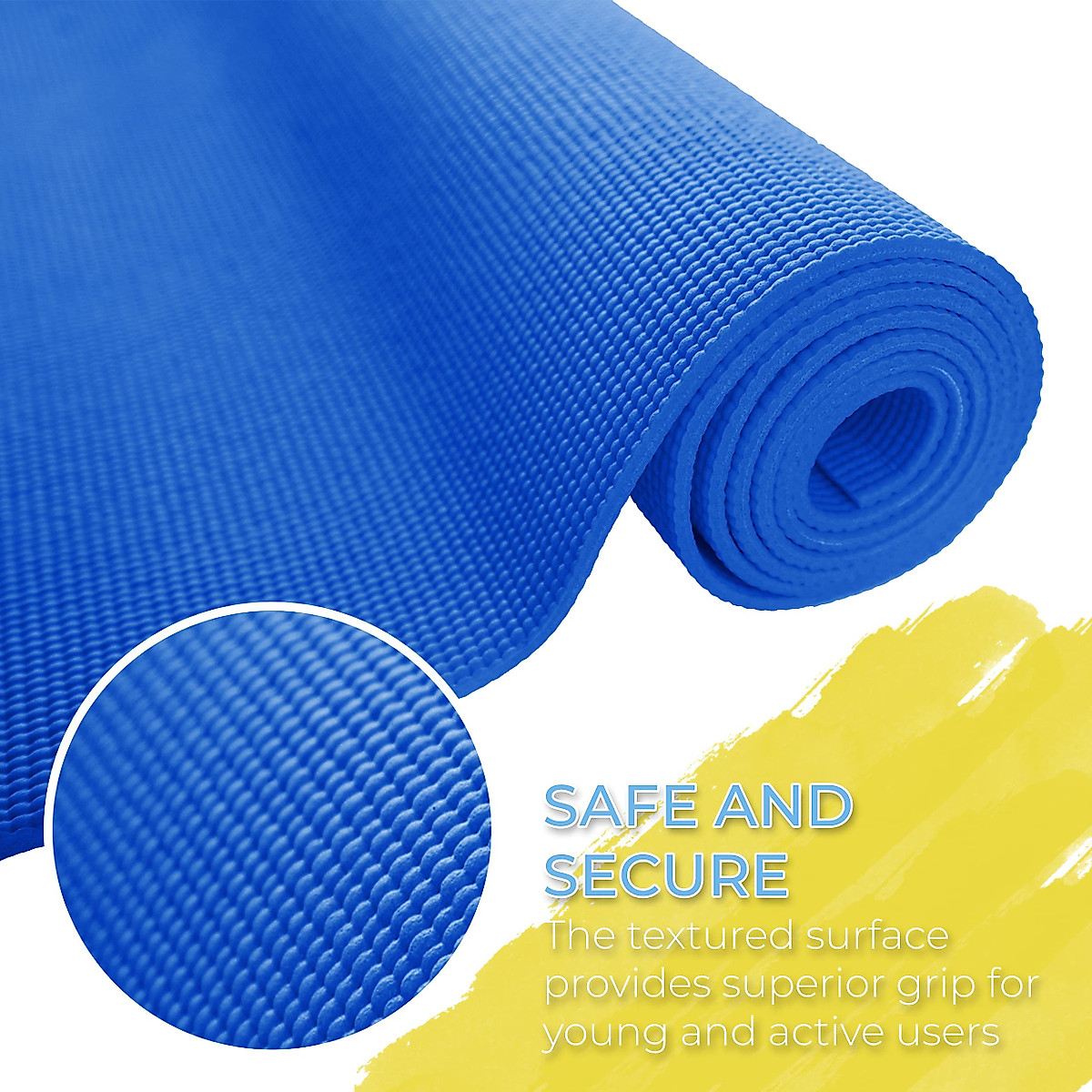 Hello Fit Kids Yoga Mats With Carrying Bags, 60" x 24" Exercise Mats, 4mm Non Slip Yoga Mat for Boys and Girls, Easy to Clean Kid's Workout Mat for Schools and Classrooms, 12 Pack, Dark Blue