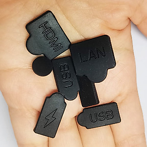 7 Pieces Silicone Dust Plugs Compatible with Ps5 Digital & Disc Edition Console Dust Cover, USB HDMI Interface Type A/C LAN Port Dustproof Protector Plug-Black(A)