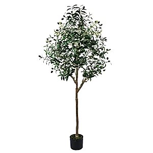 HaiSpring Artificial Olive Tree 5ft (60'') Tall Fake Plants Suitable for Modern Living Rooms Home Office Indoor & Outdoor Garden Decor, Nearly Natural Silk Tree for Housewarming Gift