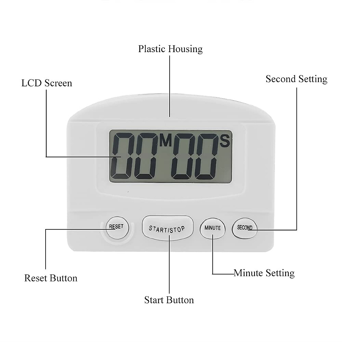 FASJ Digital Clock, Kitchen Clock Battery Operated LCD Display Multipurpose for Kitchen for Microwave Oven for Refrigerator(Timer XL 331 White)