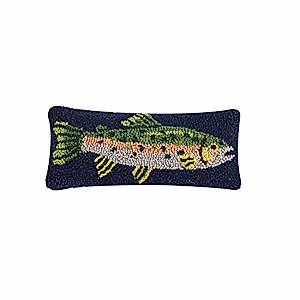 Peking Handicraft 30TG462C05OB Blown Filled Hook Throw Pillow, 12-inch Length, Wool and Cotton (Trout)