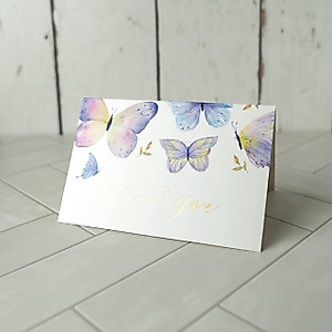 Gooji 4x6 Butterfly Gold Foil Thank You Cards with Envelopes (Bulk 20-Pack) Peel-and-Seal Envelopes Assorted Set, Birthday, Baby Shower, Bridal Shower, Weddings, Small Business
