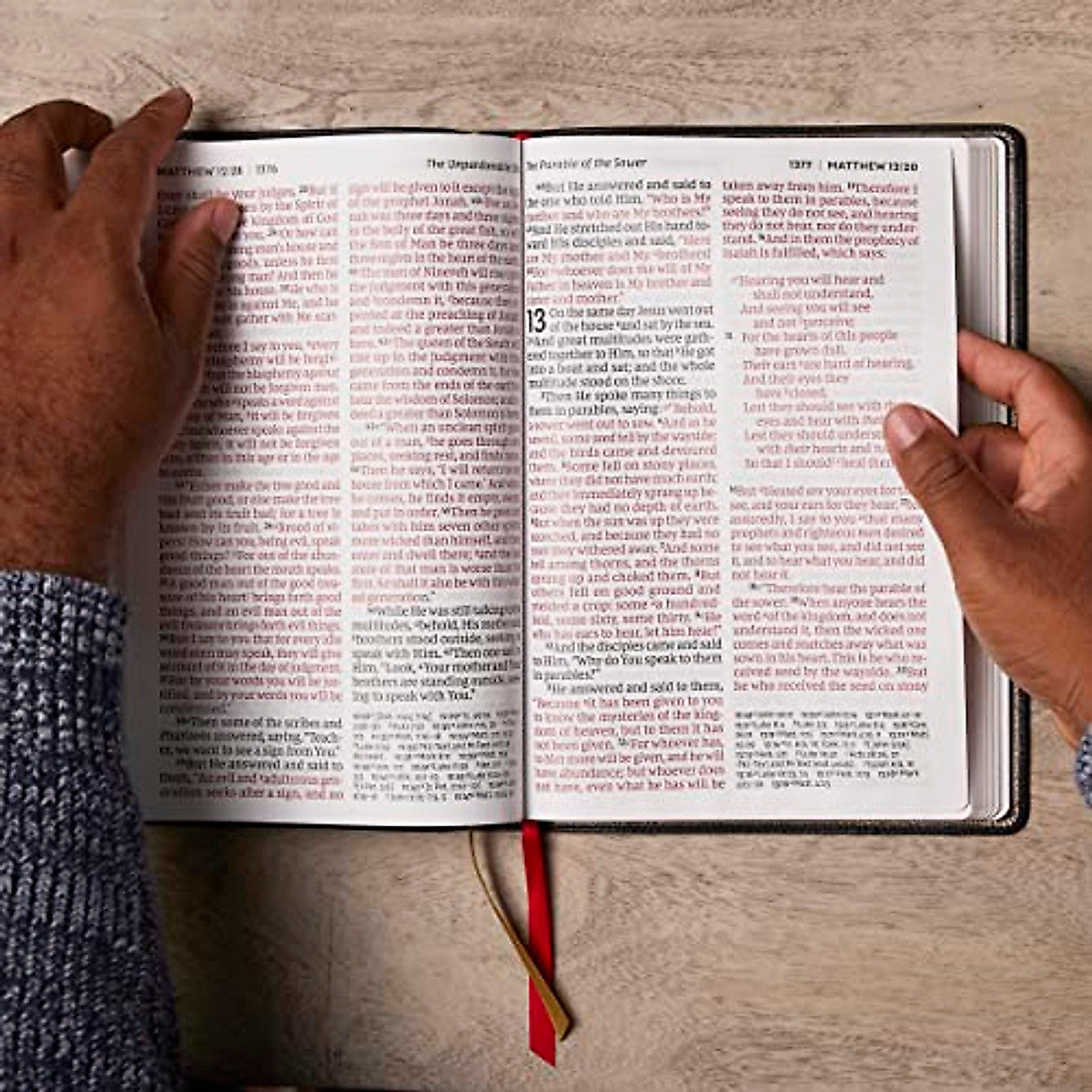 NKJV Holy Bible, Super Giant Print Reference Bible, Black Genuine Leather, 43,000 Cross References, Red Letter, Comfort Print: New King James Version