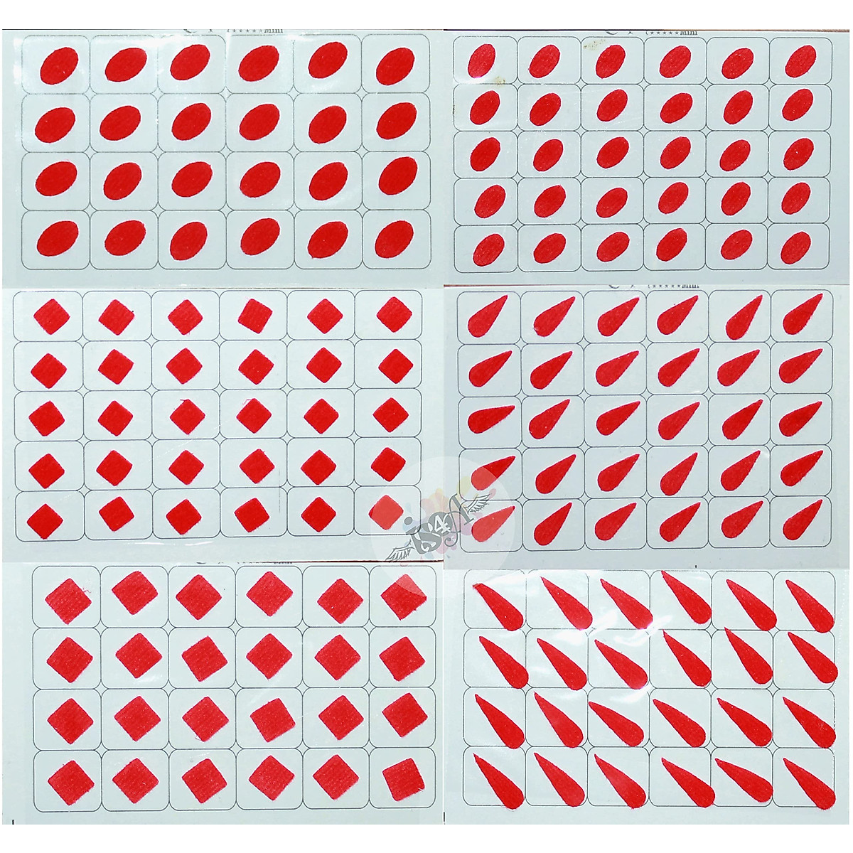 IS4A 486 Multicolour Bindi Bollywood Forehead Stickers Adhesive Body Jewelry 18 Cards of Different Sized Velvet Bindi Drop, Square & Oval Shaped Tattoo Premium Bindi Indian Daily Use Forehead Bindi Water Drop Shape Bindi For Women