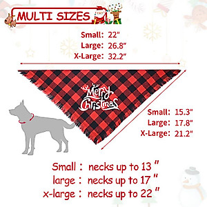 Malier 2 Pack Dog Bandana, Christmas Classic Buffalo Plaid Pattern with Tassels Edges Bandana, Pets Scarf Triangle Bibs Kerchief Bandana Costume Accessories for Small Medium Large Dogs Cats